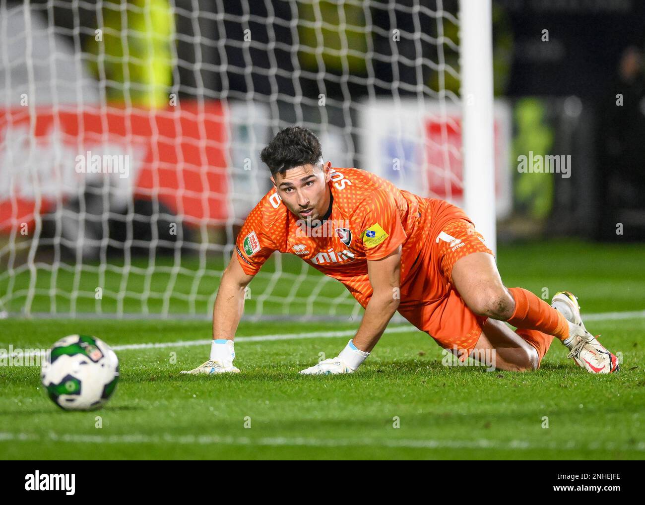 Cheltenham Town goalkeeper Luke Southwood (1) makes a save during the ...