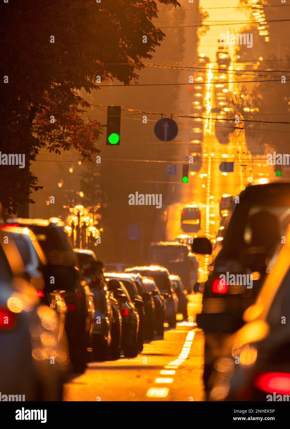 The city wakes up to a sea of cars as the morning rush hour begins ...