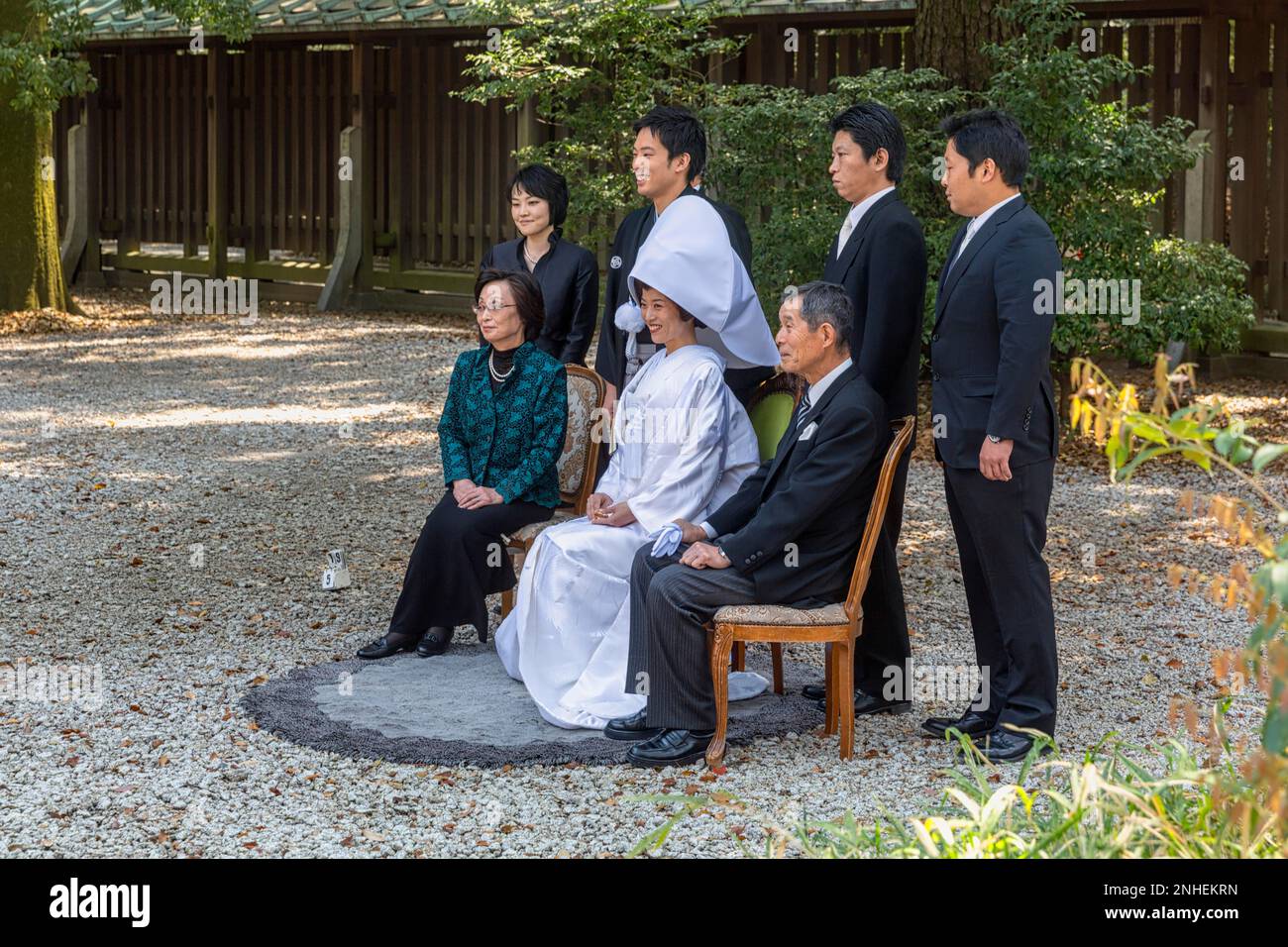 Tokyo Japan. Traditional wedding ceremony at Meiji Jingu Shinto shrine ...