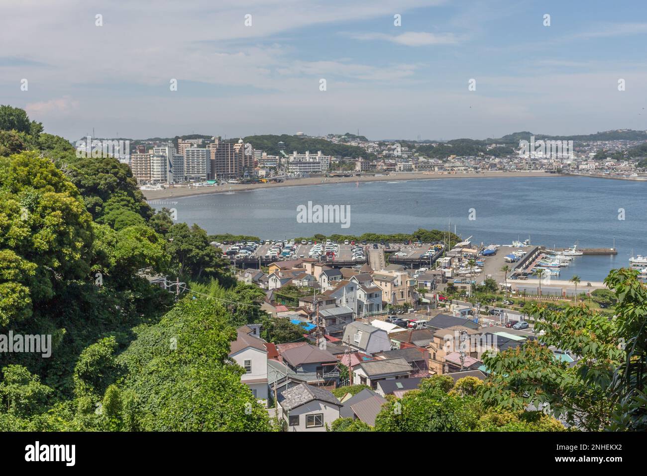 View from Enoshima island of Sagami Bay and the Kastase area of ...