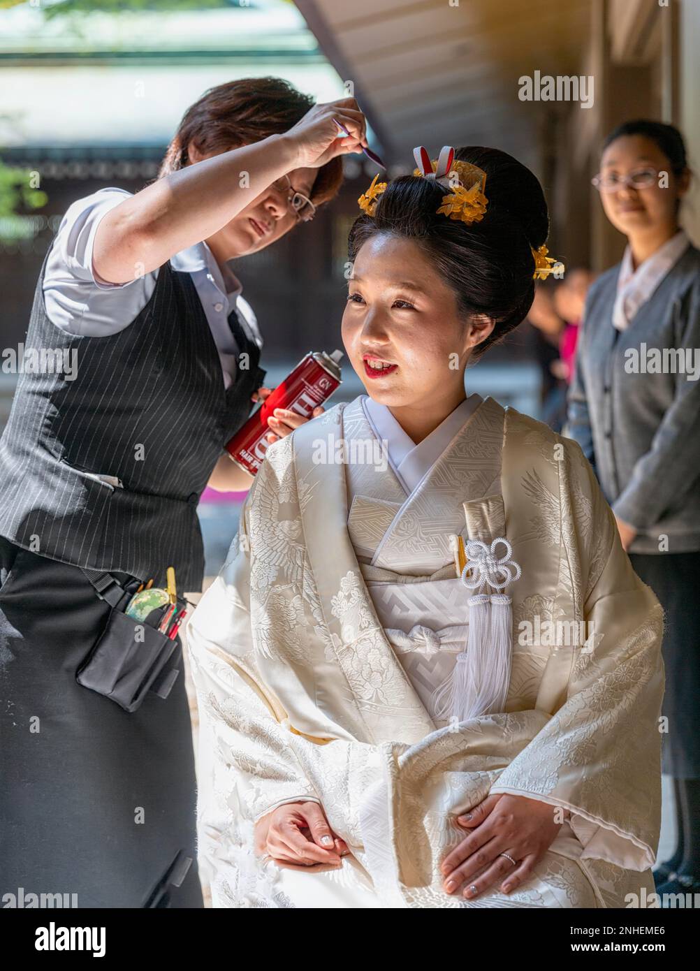 Tokyo Japan. Traditional wedding ceremony at Meiji Jingu Shinto shrine ...