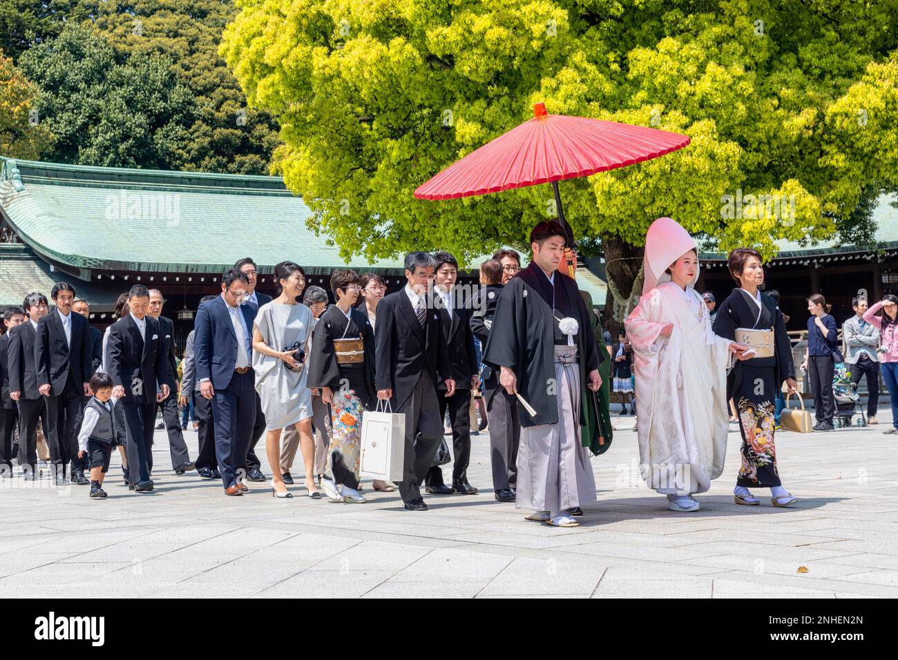 Tokyo Japan. Traditional wedding ceremony at Meiji Jingu Shinto shrine ...