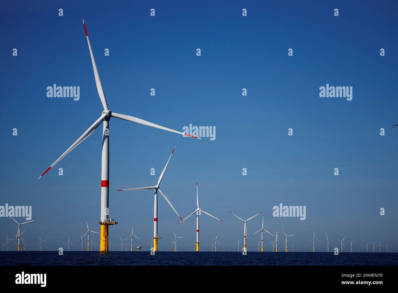 FILE - Gerenal view of wind turbines at the Saint-Nazaire offshore wind ...