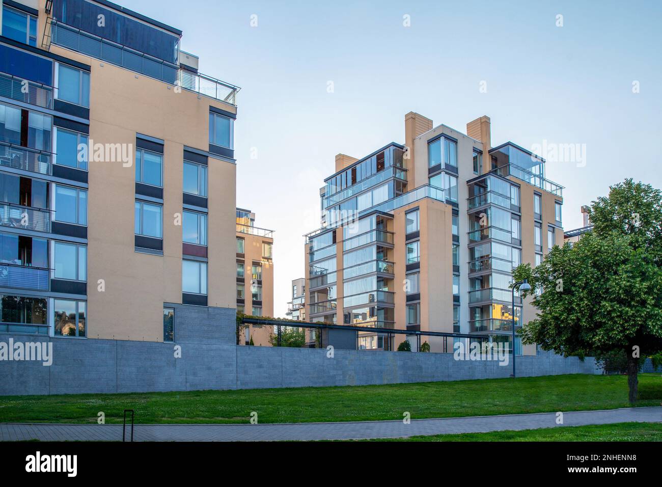 07-15-2018 Helsinki, Finland New modern 3-storey buildings in the ...