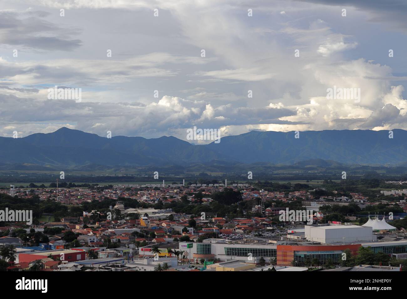 Taubate cityscape with Mantiqueira mountains range at background Stock ...