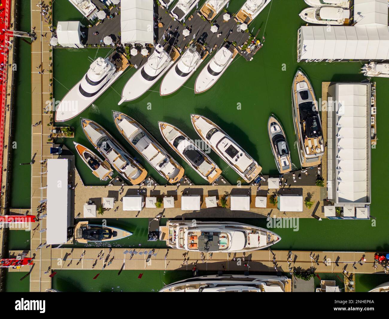 Aerial overhead photo Miami International Boat Show on Sunday Stock ...