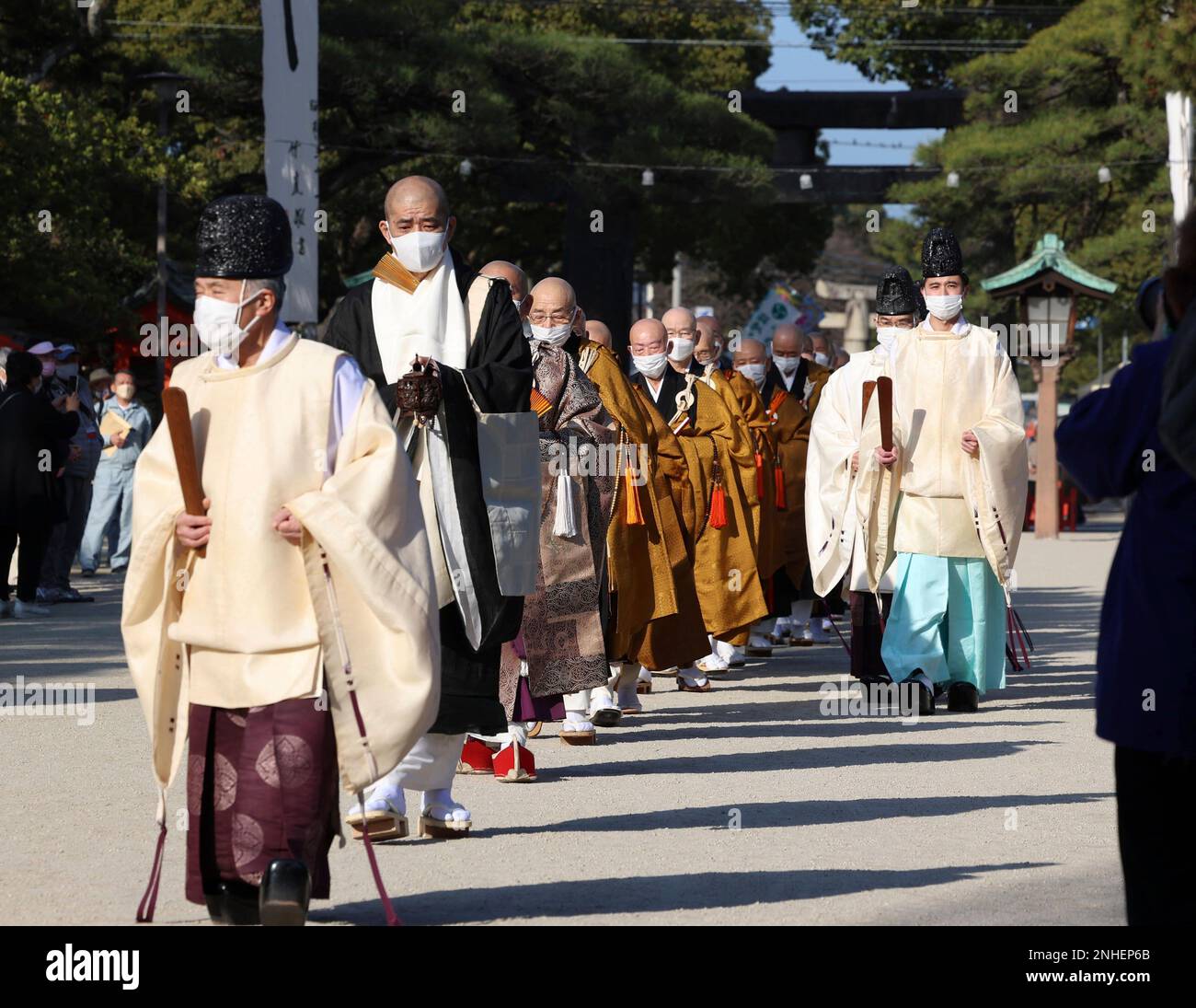 Buddhist monks of Tenjo-ji temple attends the Hosai-shiki ceremony at ...
