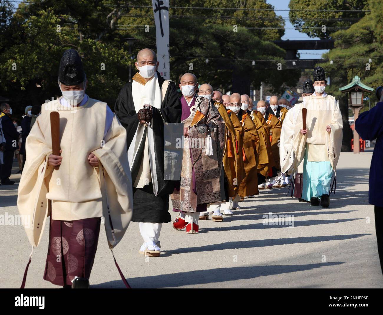 Buddhist monks of Tenjo-ji temple attends the Hosai-shiki ceremony at ...