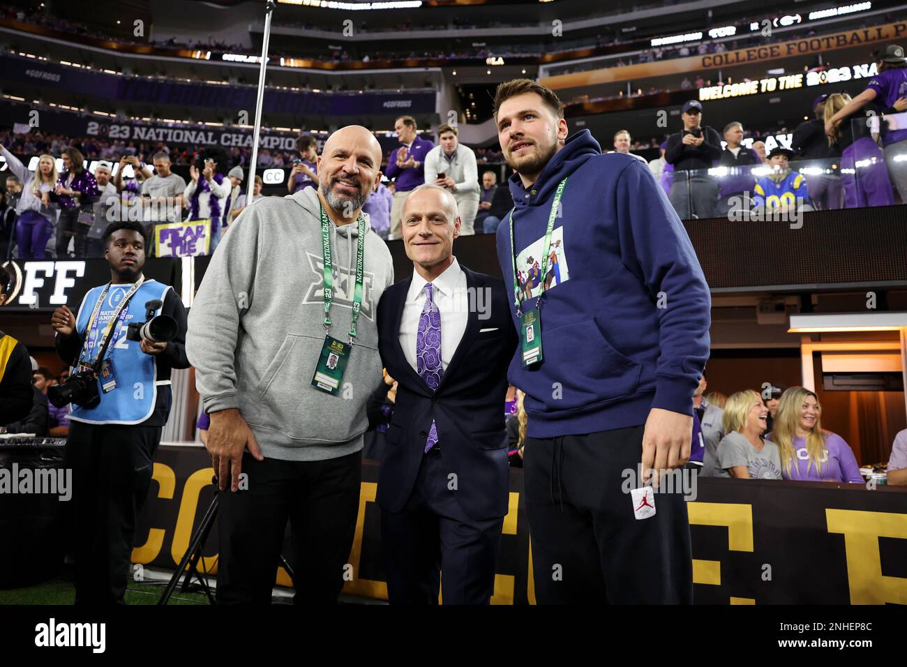 Dallas Mavericks player Luka Dončić poses with head coach Jason Kidd ...