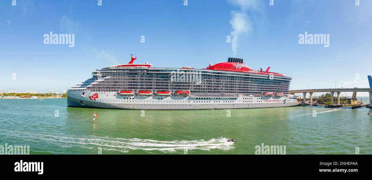 Miami, FL, USA - February 19, 2023: Aerial photo Virgin Valiant Lady ...