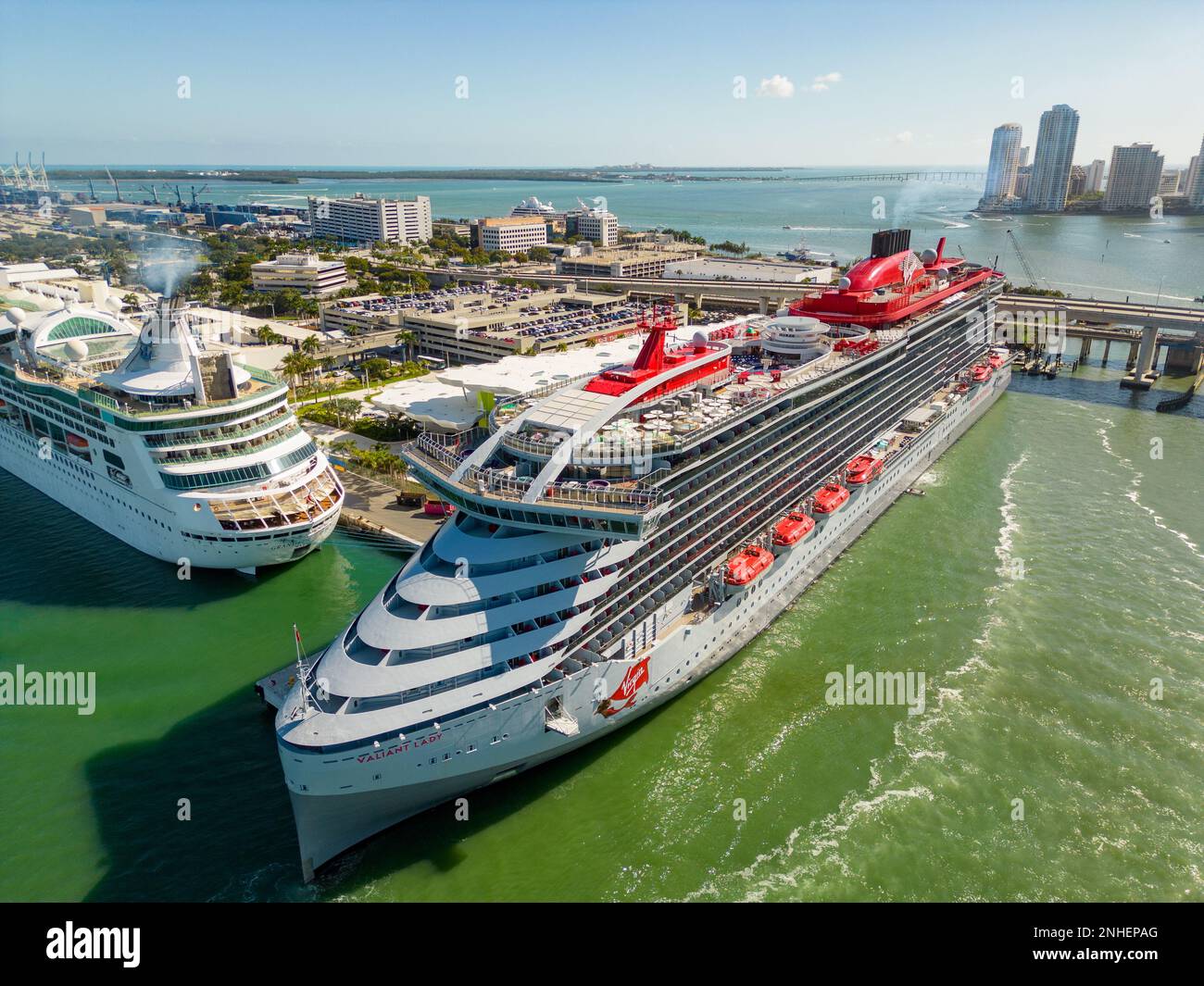 Miami, FL, USA - February 19, 2023: Aerial photo Virgin Valiant Lady ...
