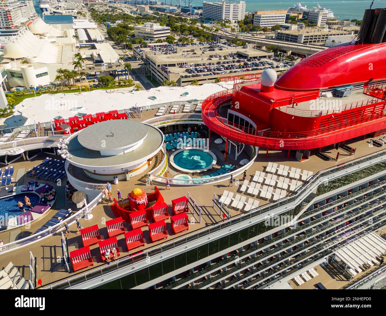 Miami, FL, USA - February 19, 2023: Aerial photo Virgin Valiant Lady ...