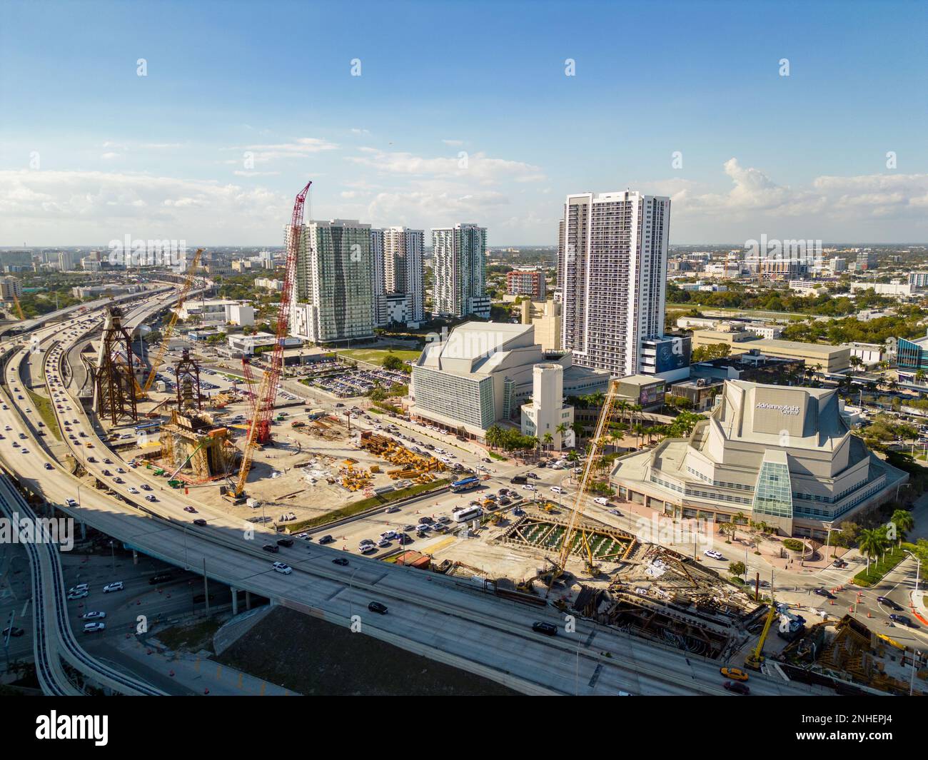 Miami, FL, USA - February 19, 2023: Aerial photo Signature Bridge ...