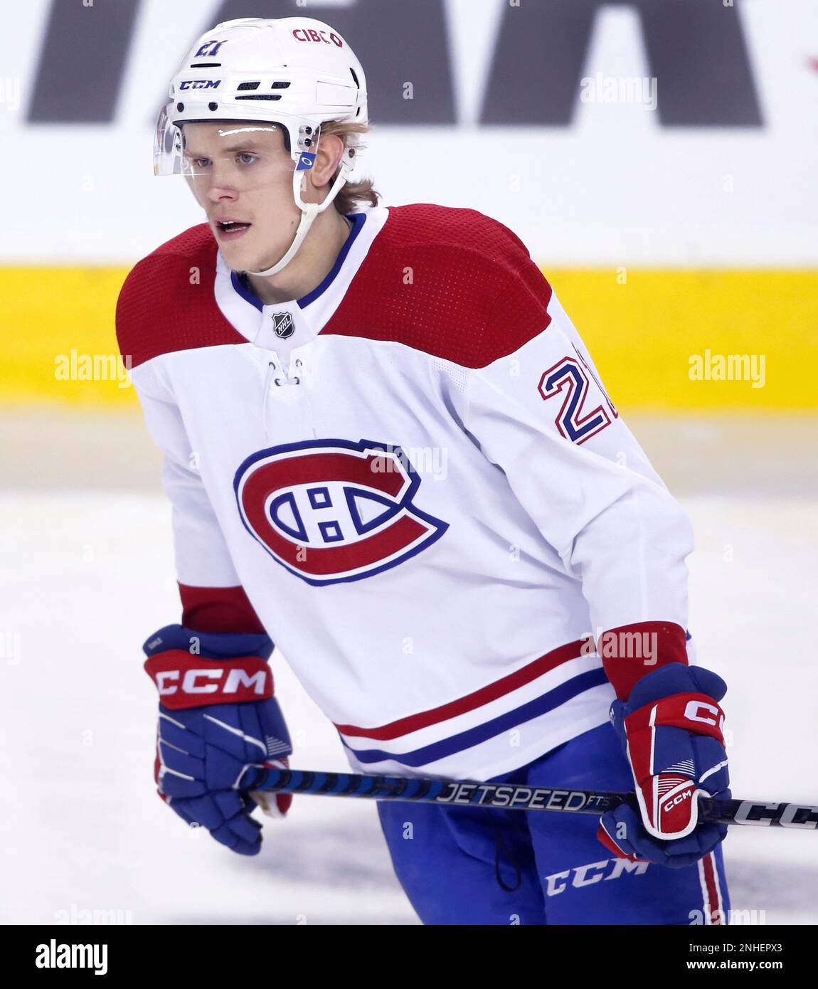 NHL profile photo on Montreal Canadiens player Kaiden Guhle at a game ...