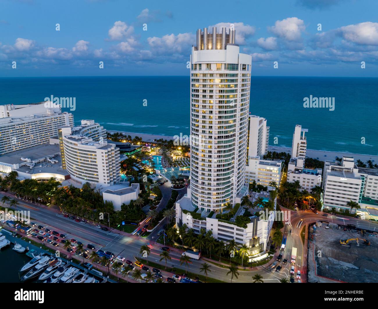 Miami Beach, FL, USA - February 17, 2023: Aerial photo Fontainebleau ...