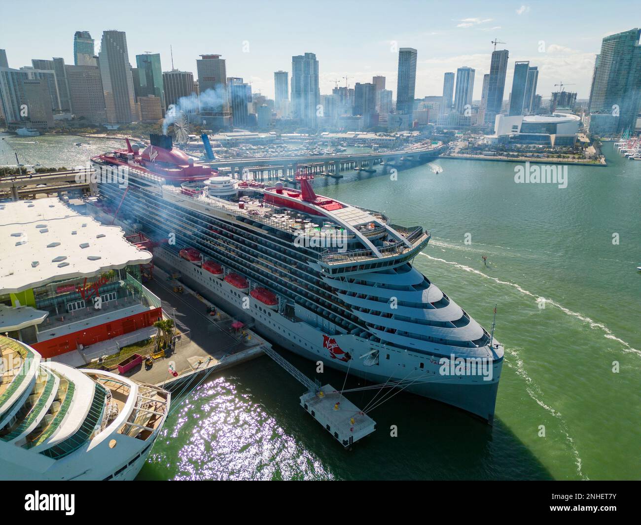 Miami, FL, USA - February 19, 2023: Aerial photo Virgin Valiant Lady ...
