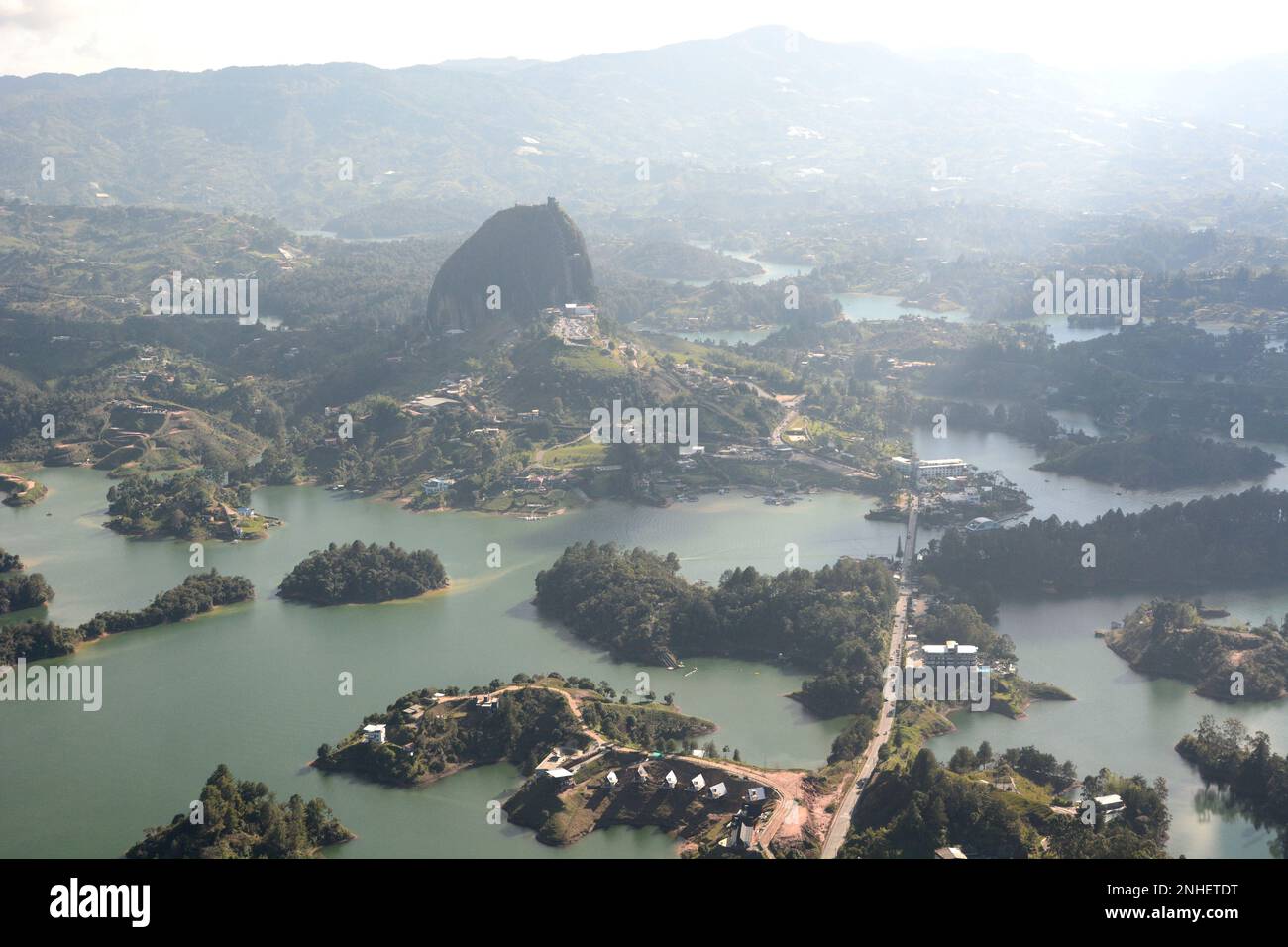 Aerial view of El Penol and Guatapé resevoir. Antioquia department ...