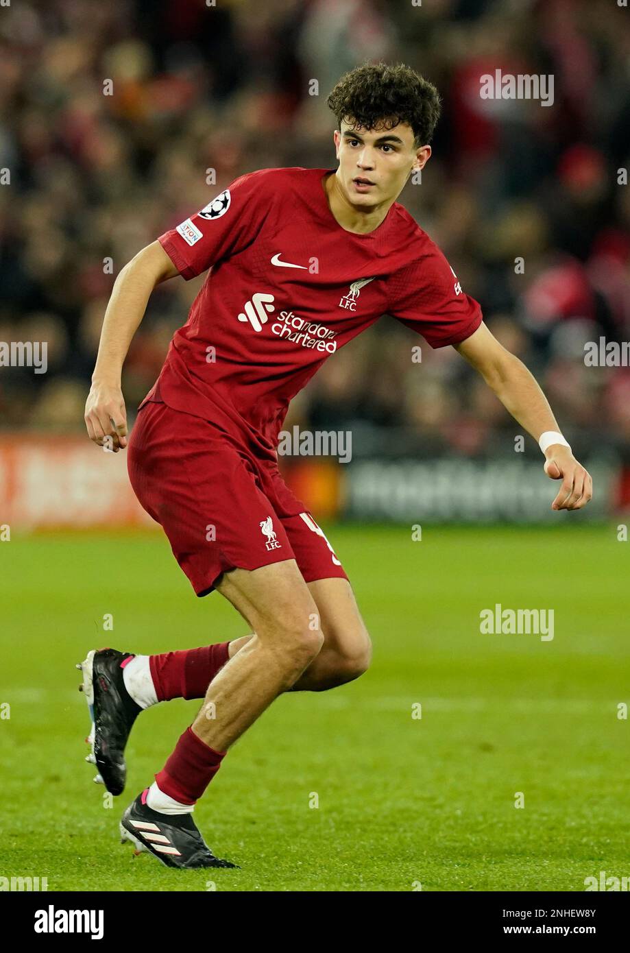 Liverpool, UK. 21st Feb, 2023. Stefan Bajcetic of Liverpool during the ...