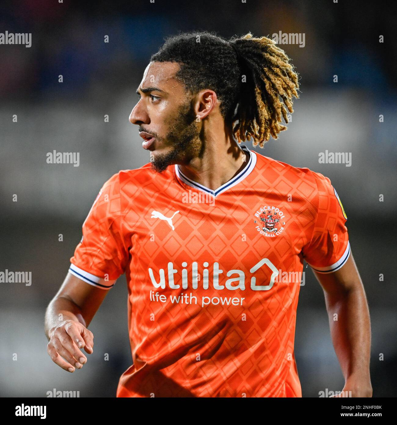 Dominic Thompson #23 of Blackpool during the Sky Bet Championship match ...