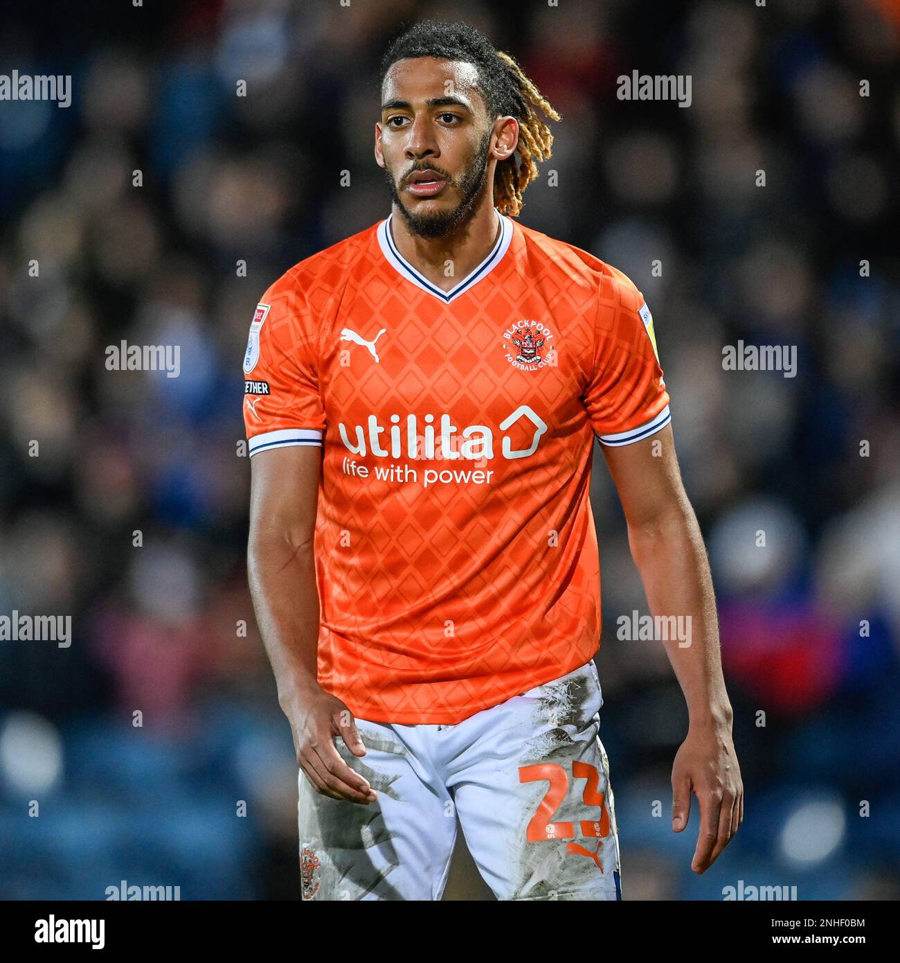 Dominic Thompson #23 of Blackpool during the Sky Bet Championship match ...