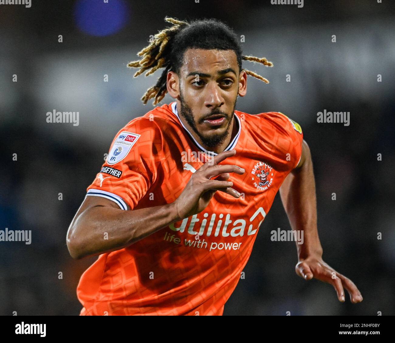 Dominic Thompson #23 of Blackpool during the Sky Bet Championship match ...