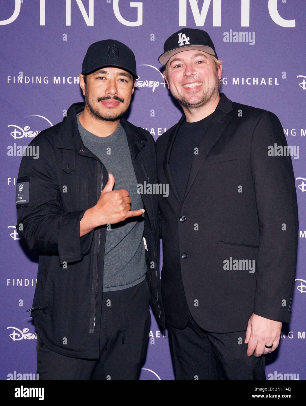 Nims Purja (left) and Del Shoopman attending the premiere of the ...