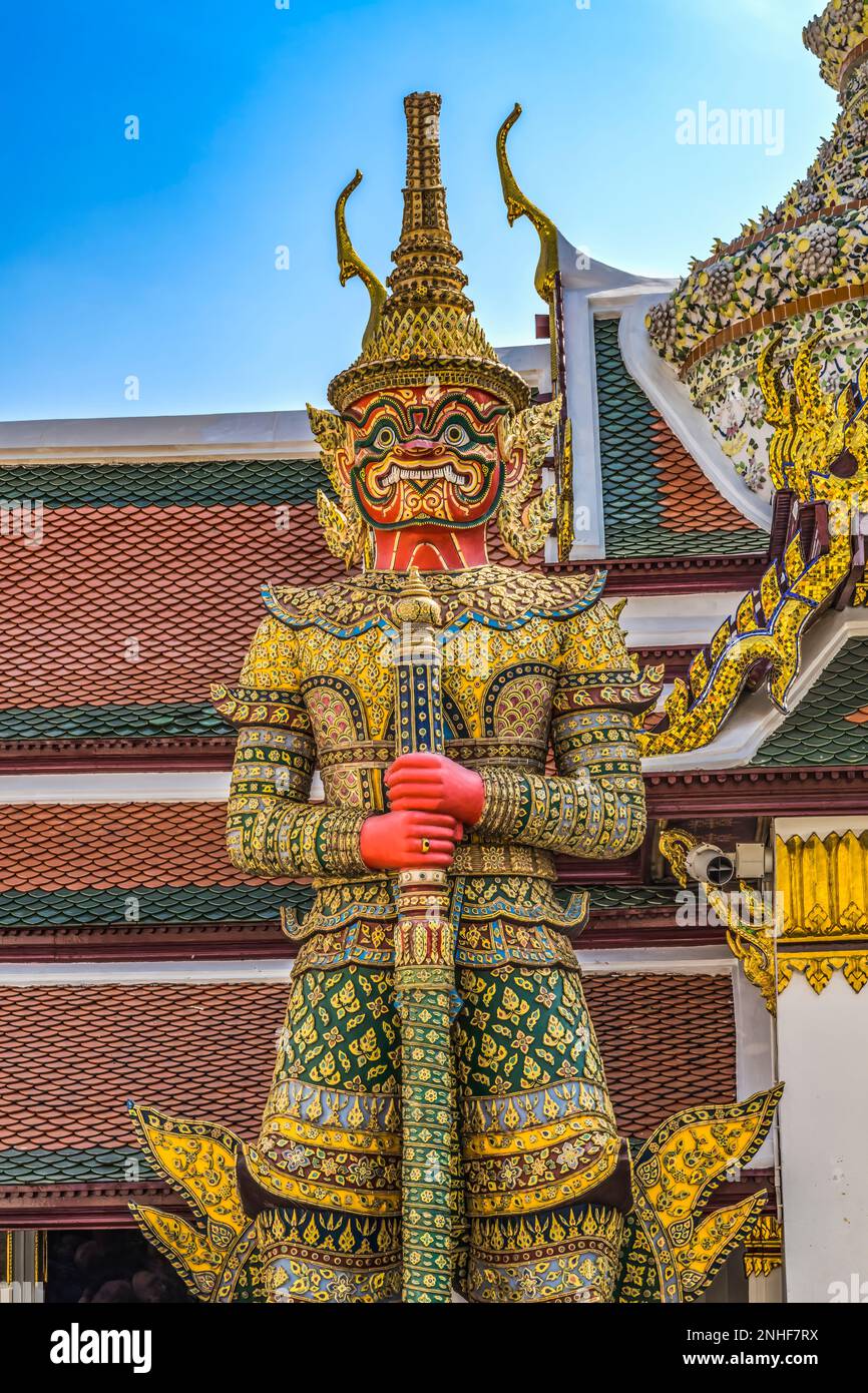 Red Guardian Statue Grand Palace Bangkok Thailand Palace was home of ...