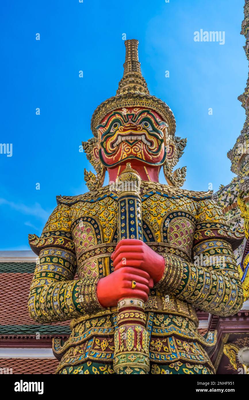 Red Guardian Statue Grand Palace Bangkok Thailand Palace was home of ...