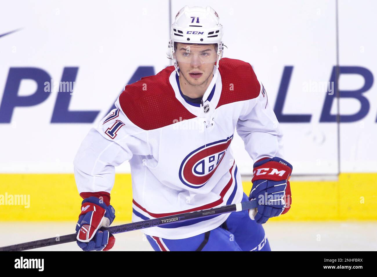 NHL profile photo on Montreal Canadiens player Jake Evans at a game ...