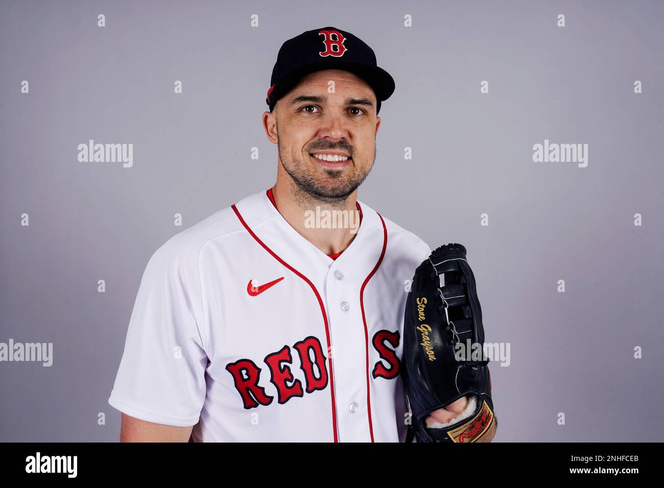 This is a 2023 photo of center fielder Adam Duvall of the Red Sox ...