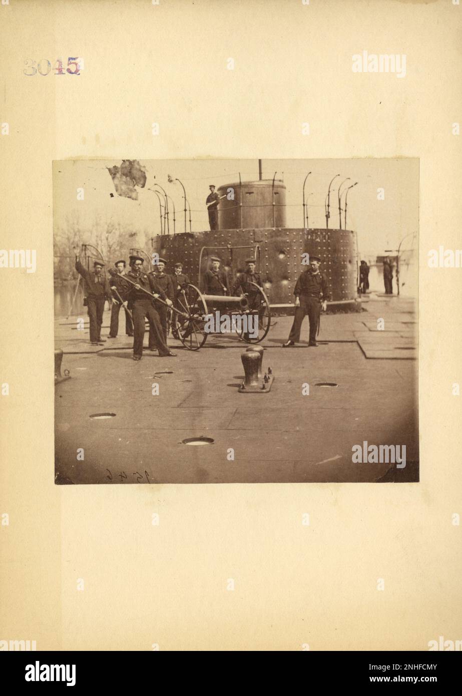 Deck of Monitor, showing marks of cannon shot 19th Century Mathew Brady ...
