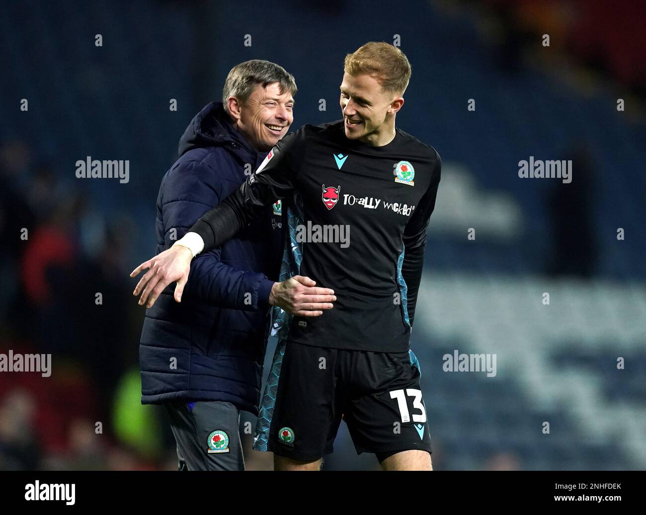 Blackburn Rovers manager Jon Dahl Tomasson (left) and goalkeeper ...