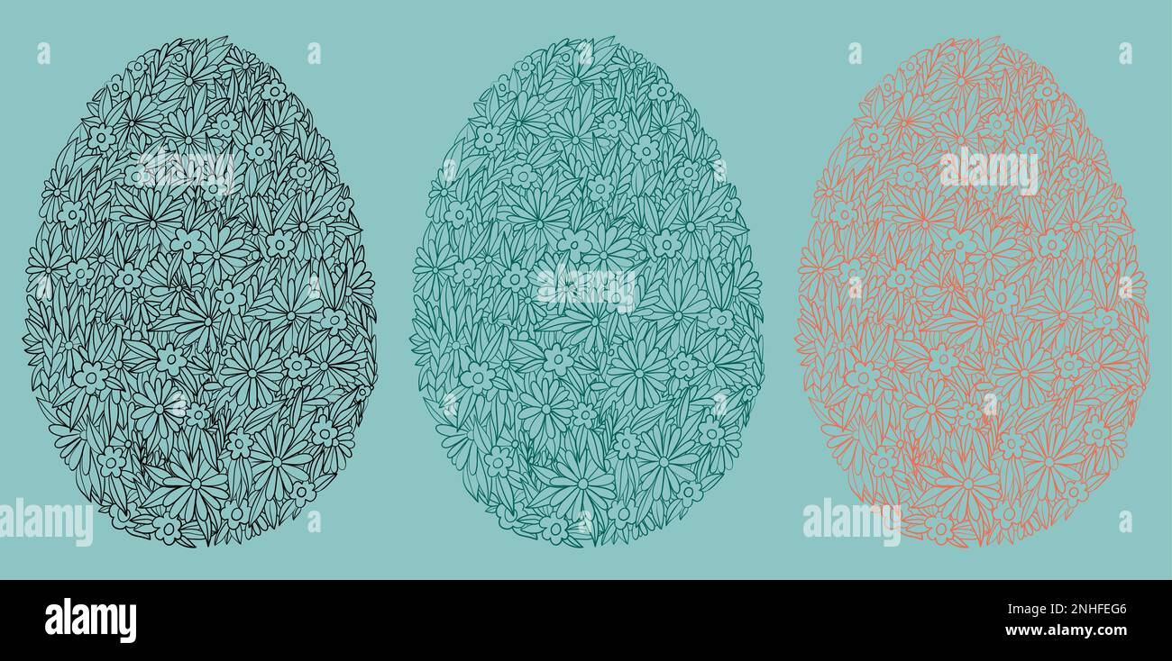Easter eggs in the form of a background of spring flowers. Spring mood ...