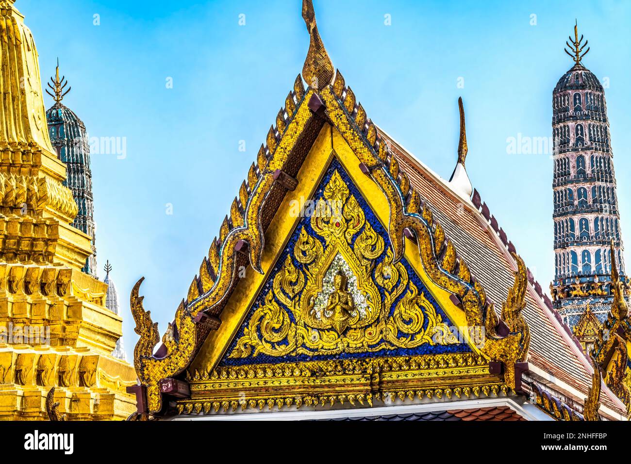 Praying Buddha Facade Blue Porcelains Towers Prangs Grand Palace ...