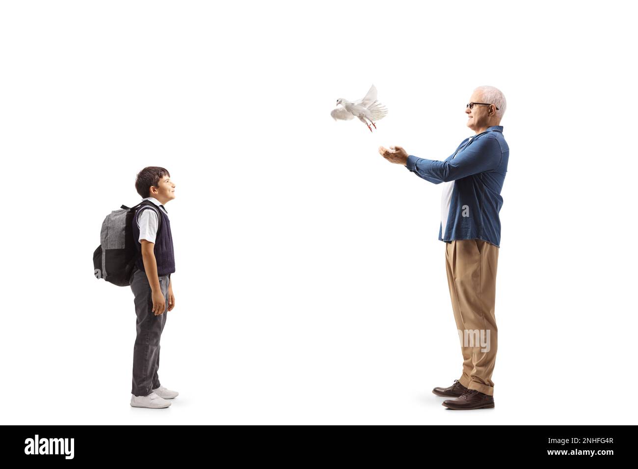 Father and son bird watching Cut Out Stock Images & Pictures - Alamy