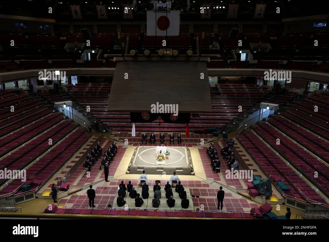 Gyoji, sumo referees attend a Dohyo Matsuri (festival) , a Shinto ...