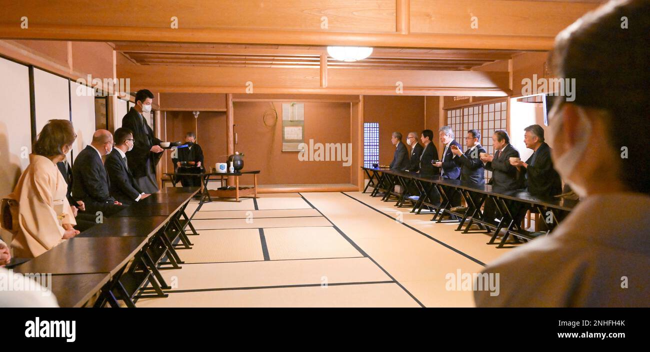 Hatsugamashiki, the first tea ceremony of the new year, of the Urasenke, one of the San-Senke ...