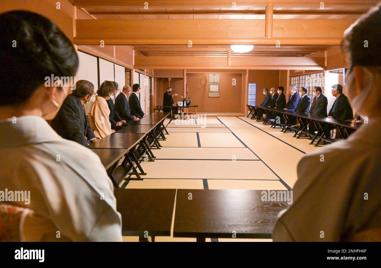 Hatsugamashiki, the first tea ceremony of the new year, of the Urasenke, one of the San-Senke ...