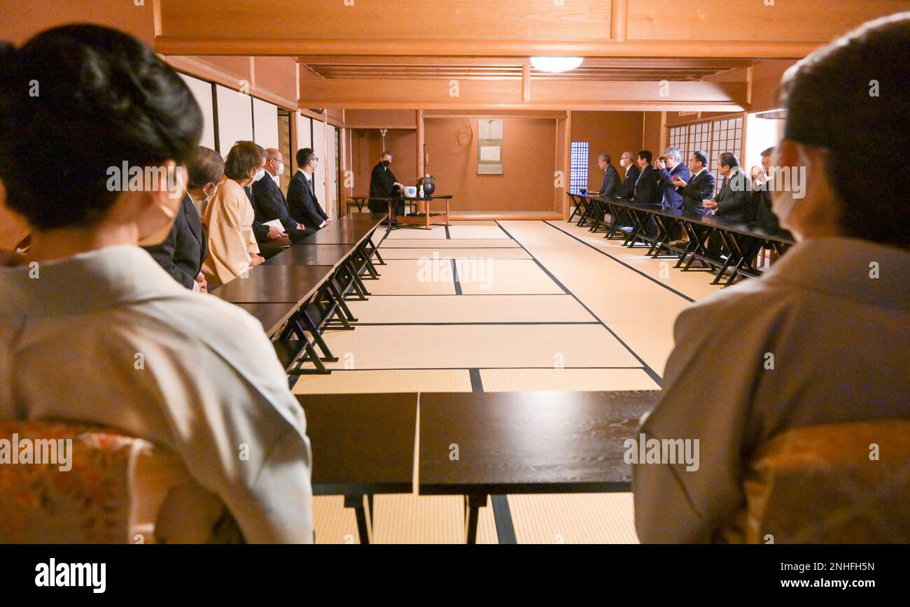 Hatsugamashiki, the first tea ceremony of the new year, of the Urasenke, one of the San-Senke ...