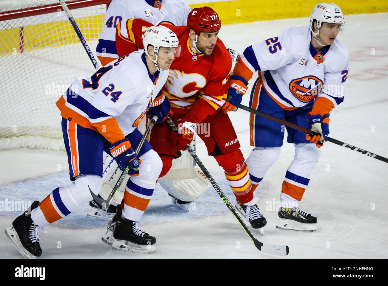 New York Islanders defenseman Scott Mayfield, left, and defenseman ...