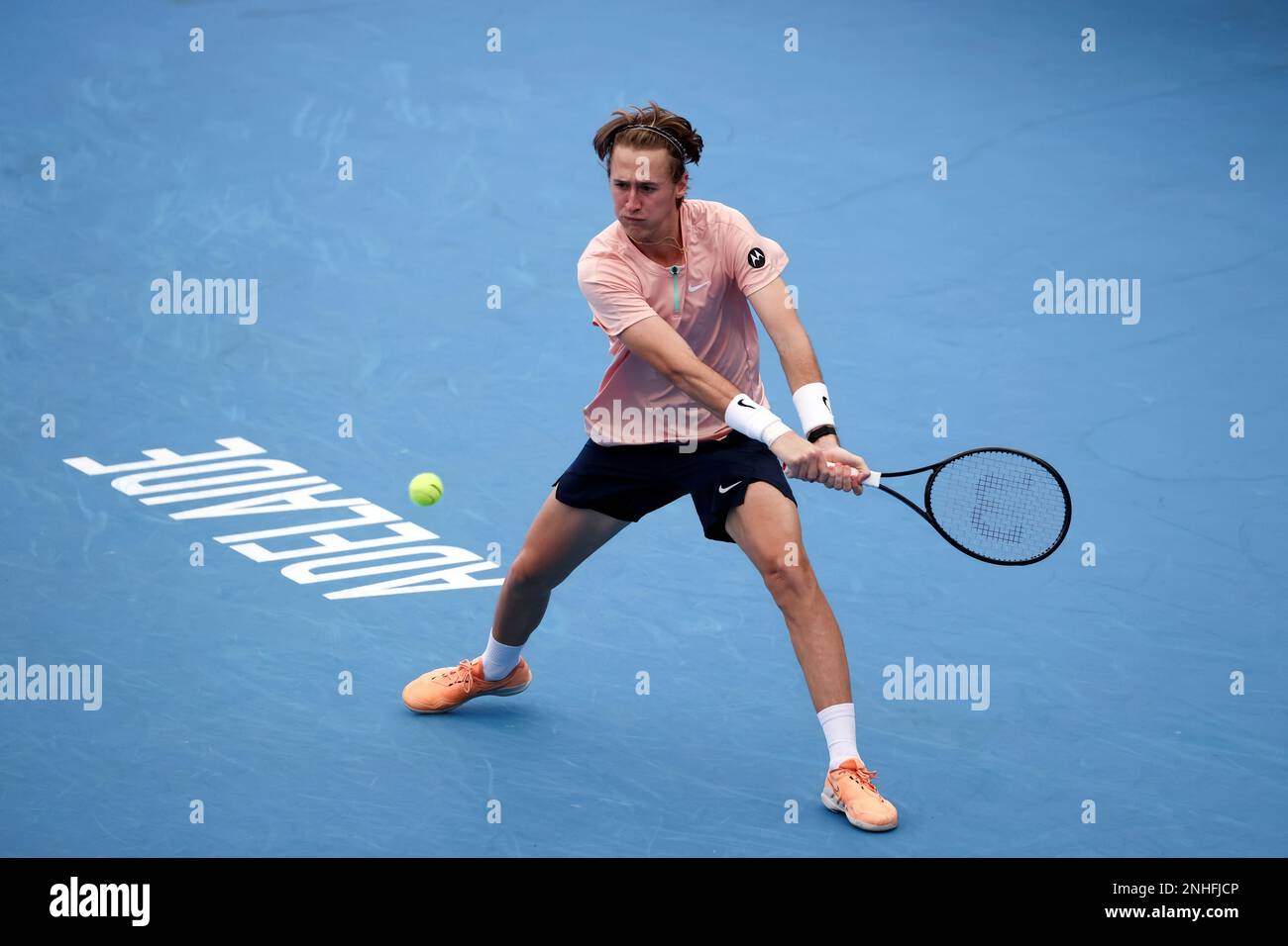 ADELAIDE, AUSTRALIA - JANUARY 06: Sebastian Korda of United States hits ...
