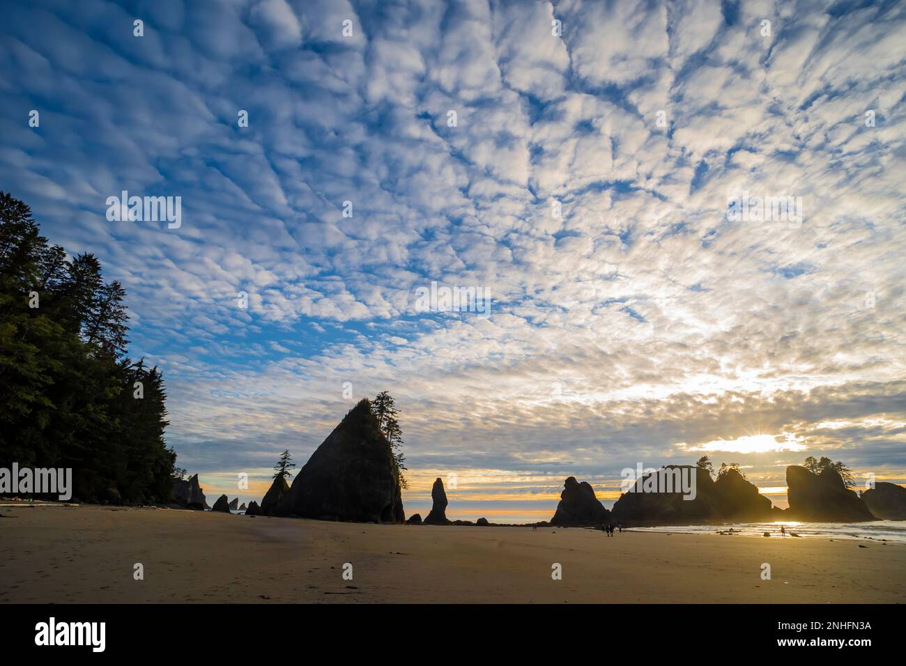 Dramatic clouds at sunset over Point of Arches and Shi Shi Beach in ...