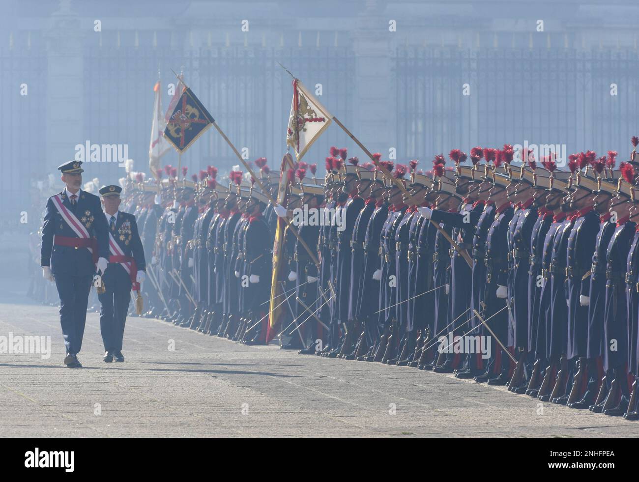 King Felipe VI salutes during the celebration of the Military Easter at ...