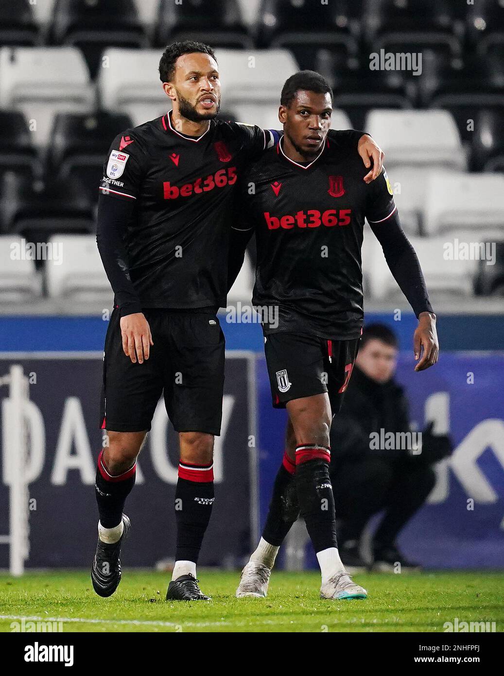 Stoke City's Lewis Baker celebrates scoring their side's second goal of ...
