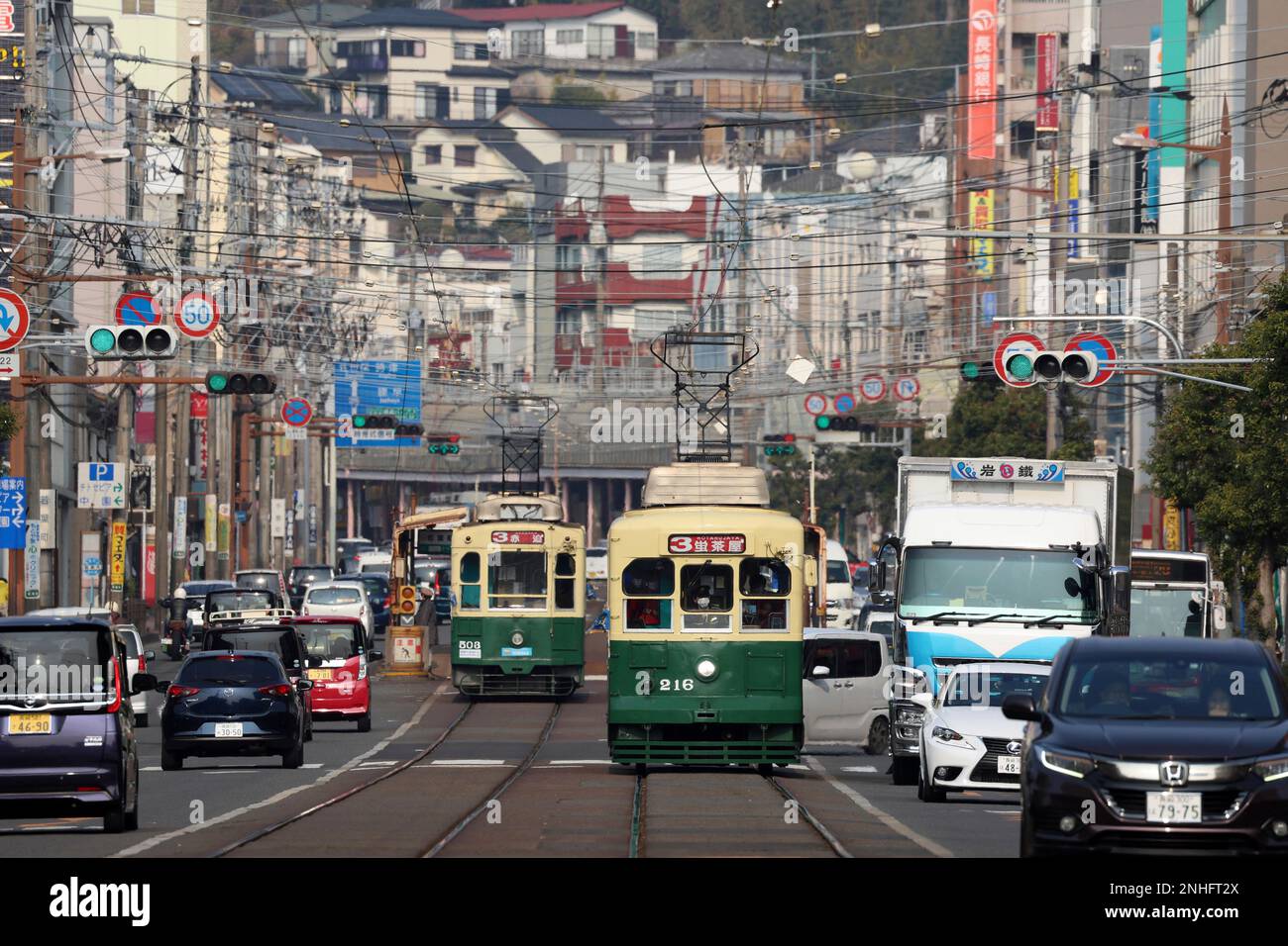 The Nagasaki Electric Tramway, a private tram system, operates surface ...