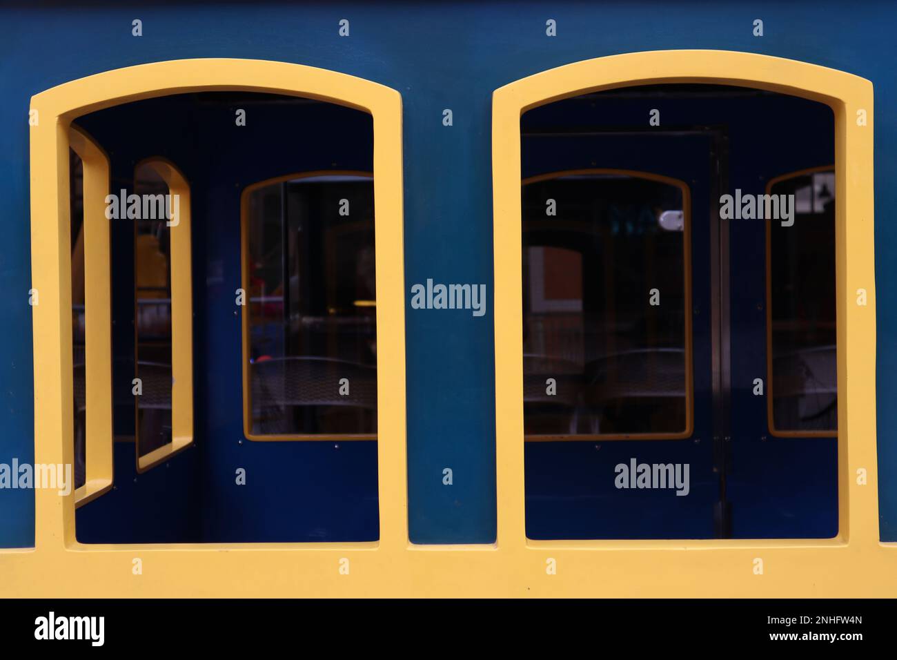 A blue and yellow symmetry windows Stock Photo - Alamy
