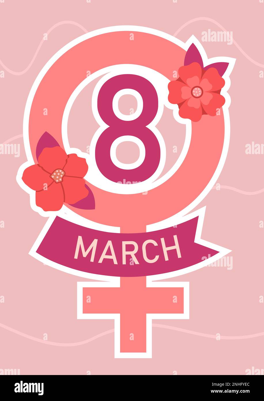 Postcard International Women Day 8 March With Venus Sign Pink Vector ...