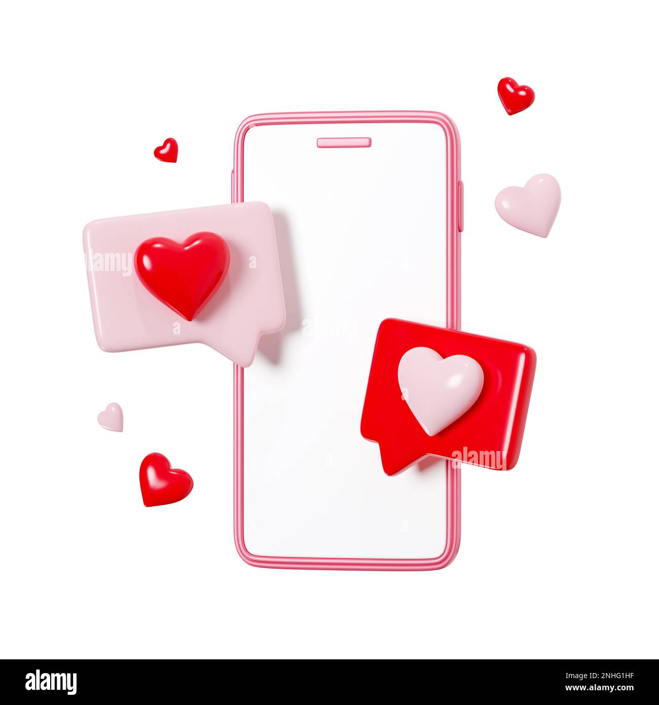 Couple love conversation - 3d render illustration of two speech bubbles ...