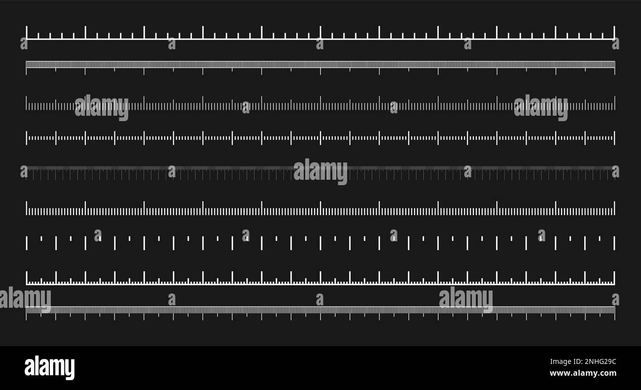 Various measurement scales with divisions. Realistic white scale for ...