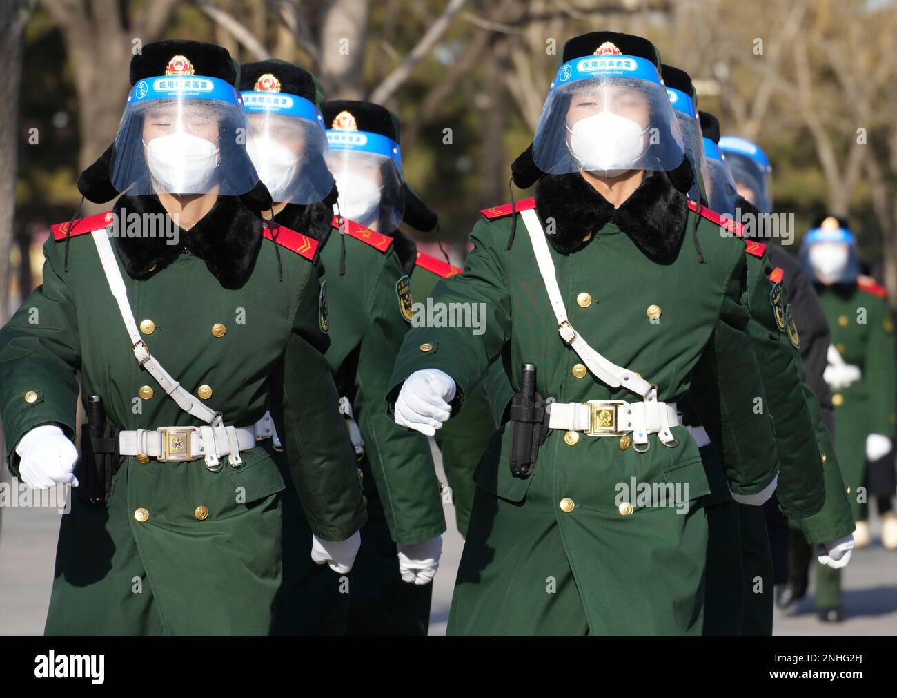 Armed police officers patrol around Tiananmen Square (Tian'anmen Square ...